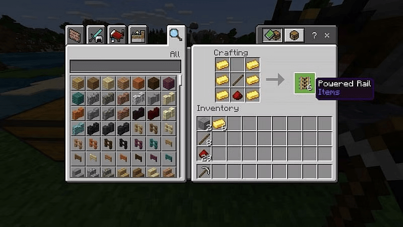 Minecraft Train Tracks - Powered Rails, Redstone Rails Recipe